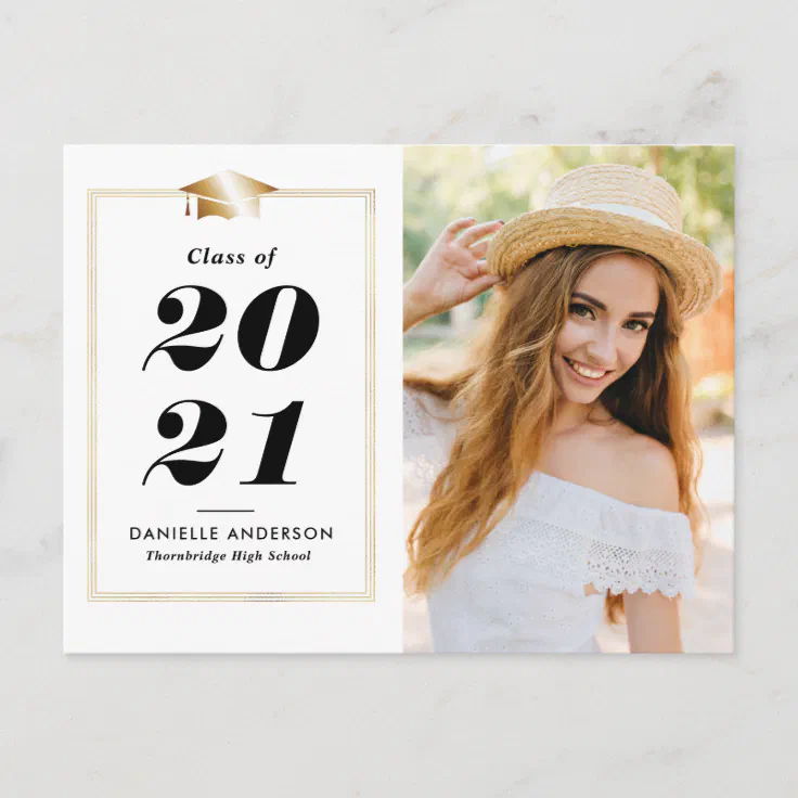 elegant frame graduation announcement postcard | Zazzle