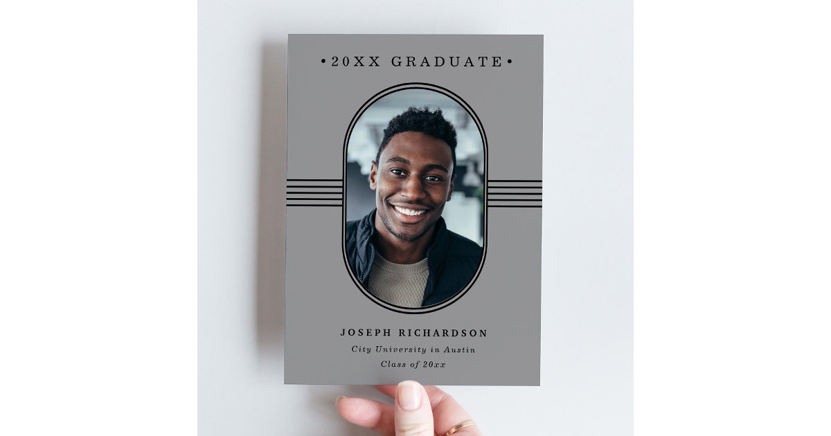Elegant Frame | Gray and Black Photo Graduation Announcement | Zazzle
