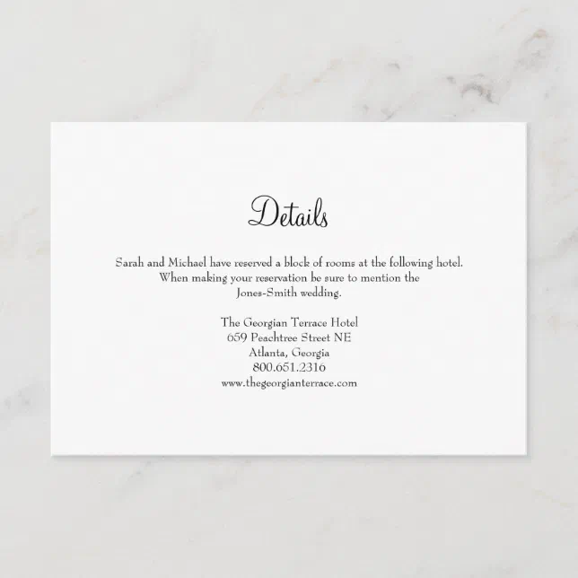 Elegant Frame Wedding Details Card | Zazzle