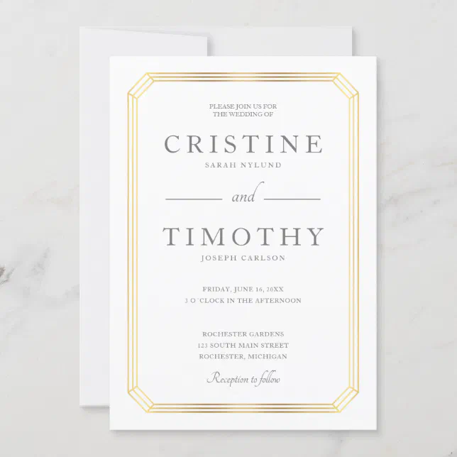 Elegant frame wedding invitation | Zazzle
