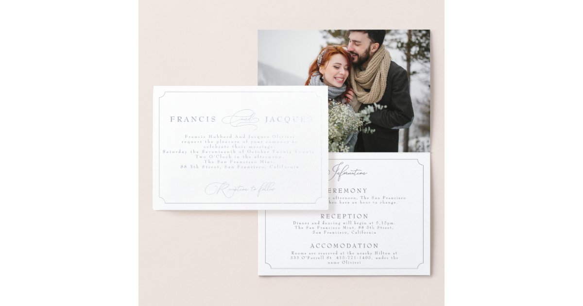 elegant frame wedding invitation with Photograph | Zazzle