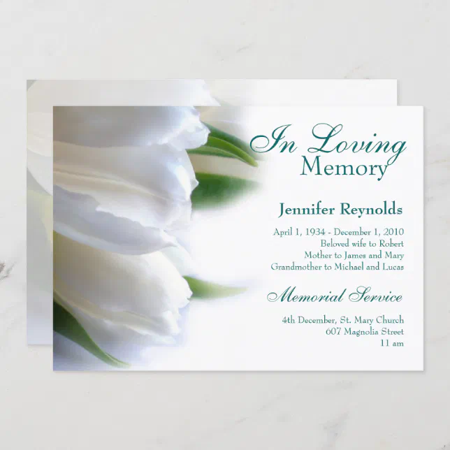 Elegant Framed Photo Memorial Funeral Service Invitation | Zazzle
