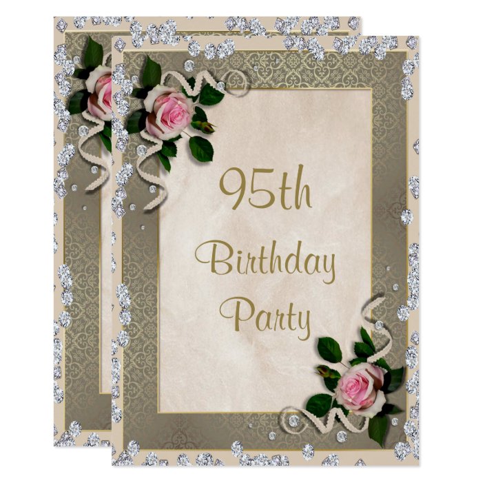 Elegant Framed Pink Roses 95th Birthday Invitation | Zazzle.com