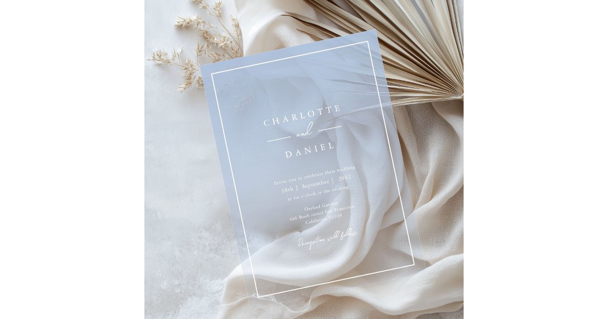 Elegant French Blue Gradient Acrylic Wedding Acrylic Invitations | Zazzle