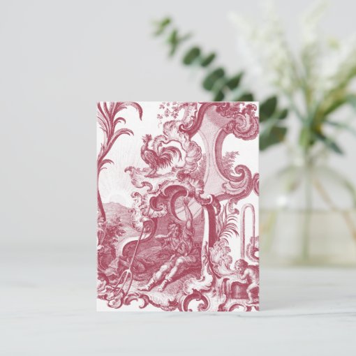 Elegant French Country Antique Red Toile de Jouy Invitation | Zazzle