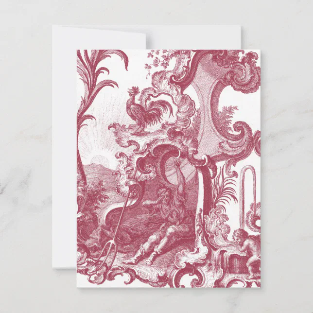 Elegant French Country Antique Red Toile de Jouy Invitation | Zazzle