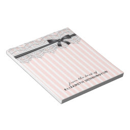 Elegant French Stripes & Lace Personalized Notepad | Zazzle