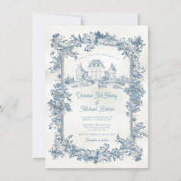 Elegant French Toile Floral chateau Wedding Invitation | Zazzle