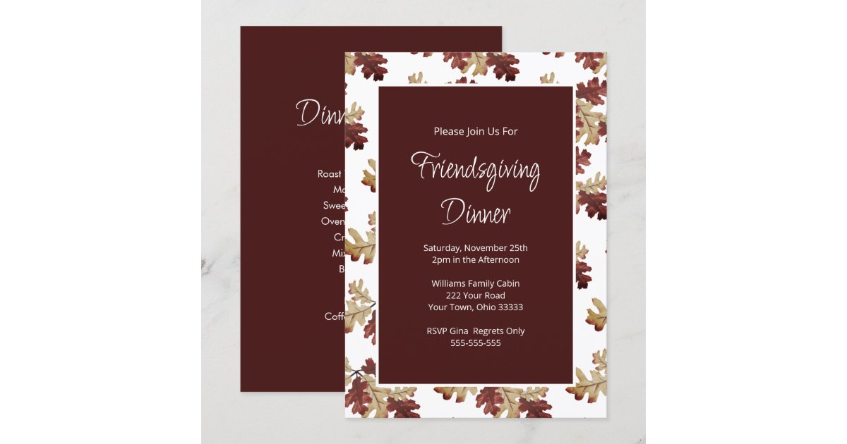 Elegant Friendsgiving Fall Foliage Dinner Invitation | Zazzle