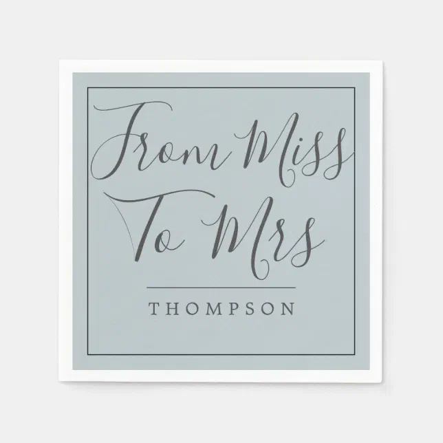 Elegant From Miss to Mrs Bridal Shower Blue Paper Napkins | Zazzle