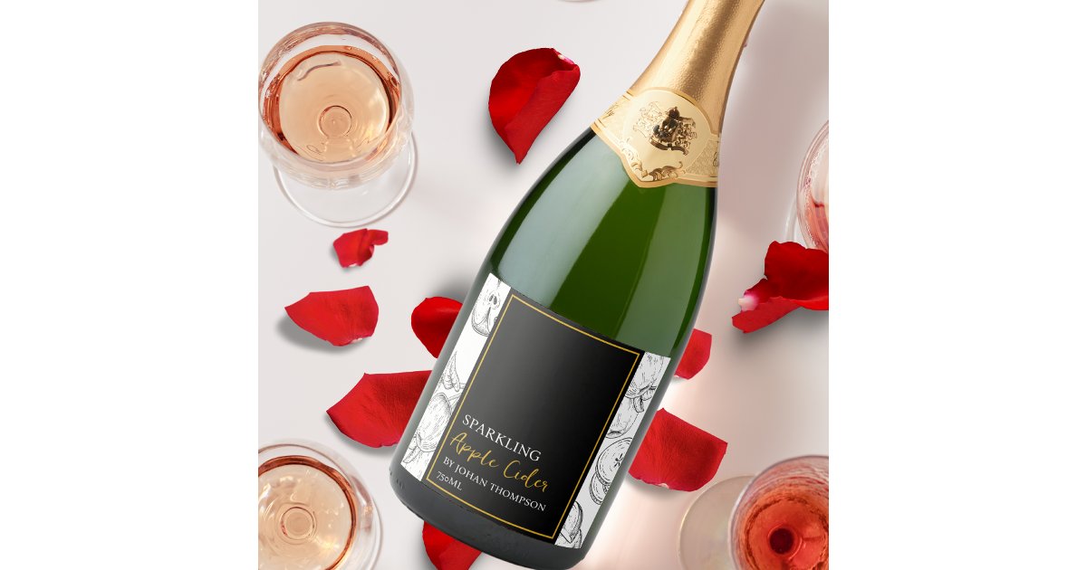 Elegant Fruit Sparkling Apple Cider Black Label | Zazzle