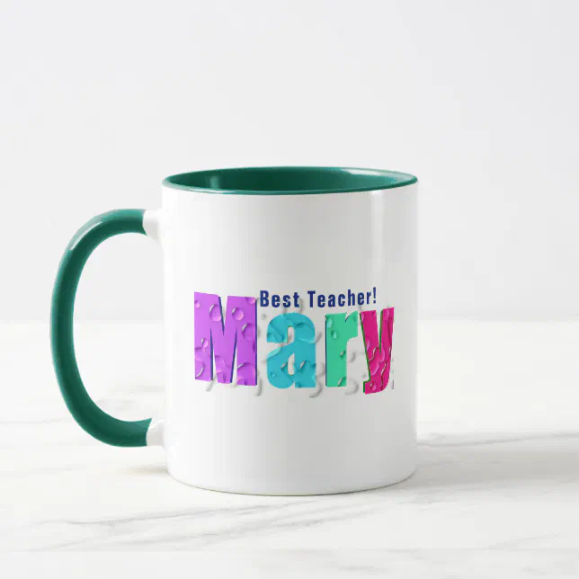 Elegant Fun Colorful "Mary" on Water Drops, Blue Mug | Zazzle