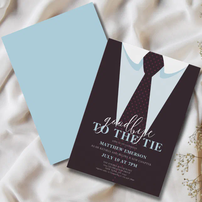 Elegant Fun Goodbye to the Tie Men's Retirement Invitation | Zazzle