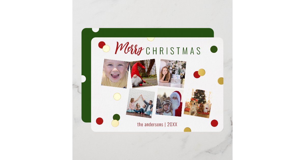 Elegant Fun Merry Christmas Custom Photo Foil Holiday Card | Zazzle