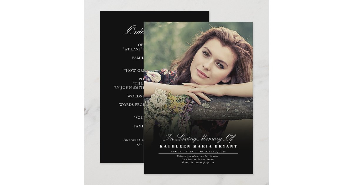 Elegant Funeral Ceremony Programs With Photo | Zazzle