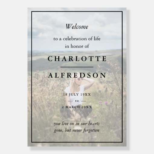 Elegant Funeral | Chic Memorial Service Photo Foam Board | Zazzle