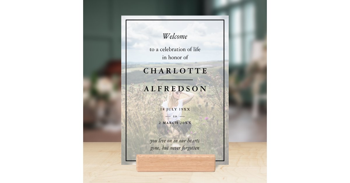 Elegant Funeral | Chic Memorial Service Photo Holder | Zazzle