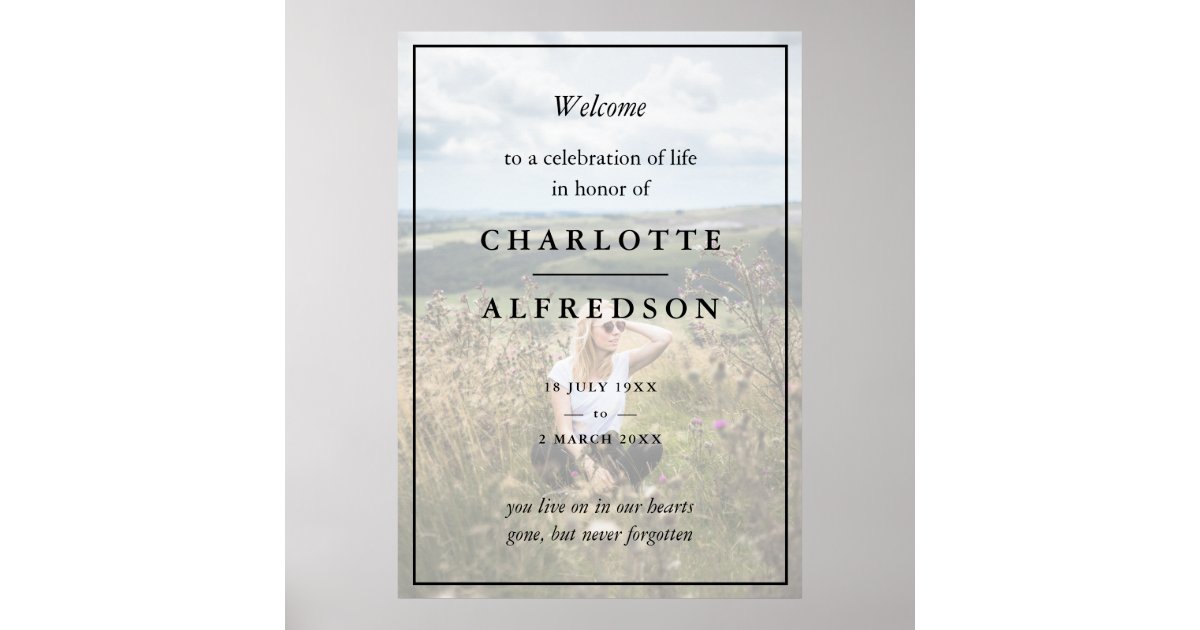 Elegant Funeral | Chic Memorial Service Photo Poster | Zazzle