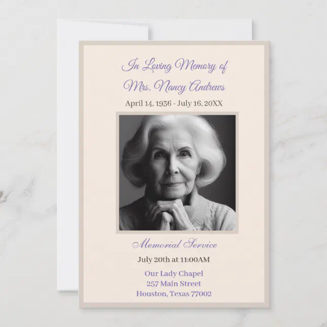 Elegant Funeral/Memorial Ceremony Invitation | Zazzle