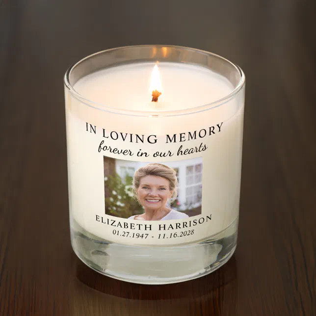 Elegant Funeral Memorial Photo Scented Candle | Zazzle