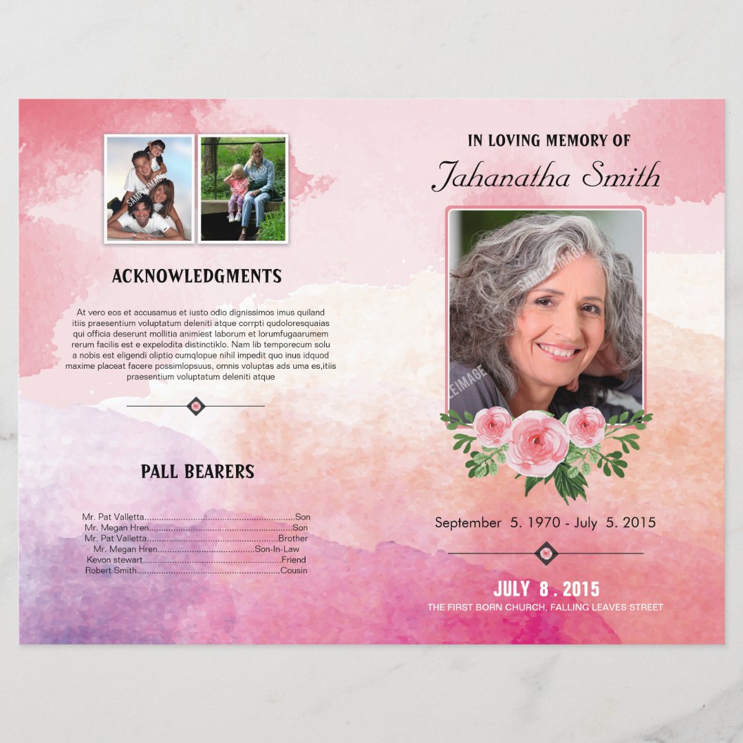 Elegant Funeral Program Template | Zazzle