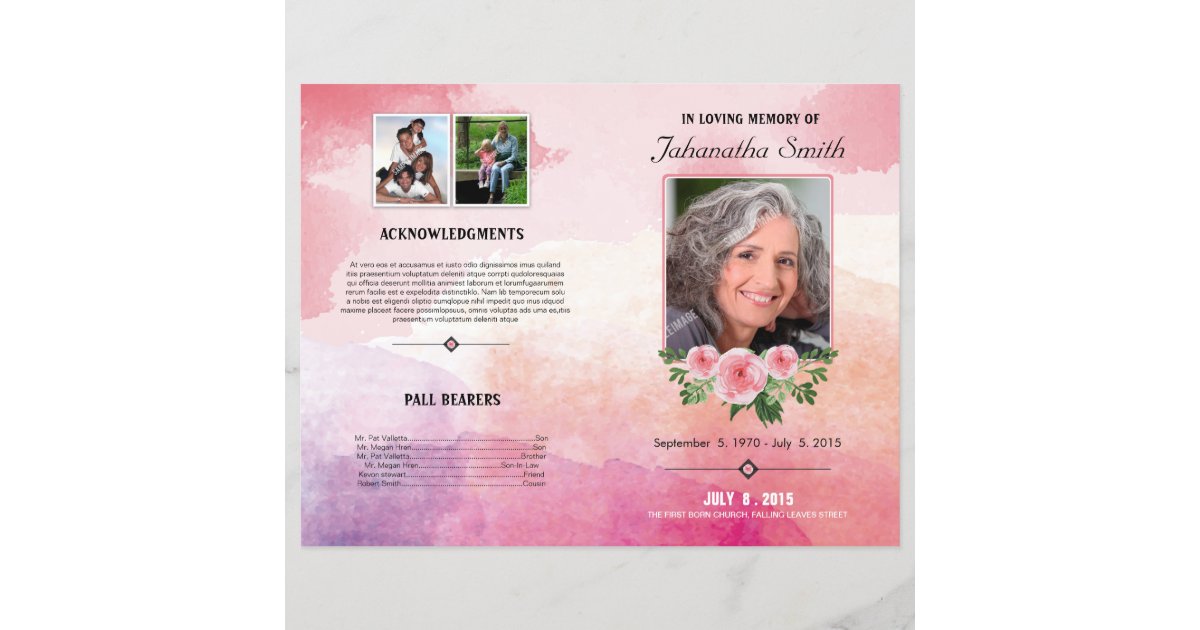 Elegant Funeral Program Template | Zazzle