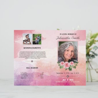 Elegant Funeral Program Template | Zazzle