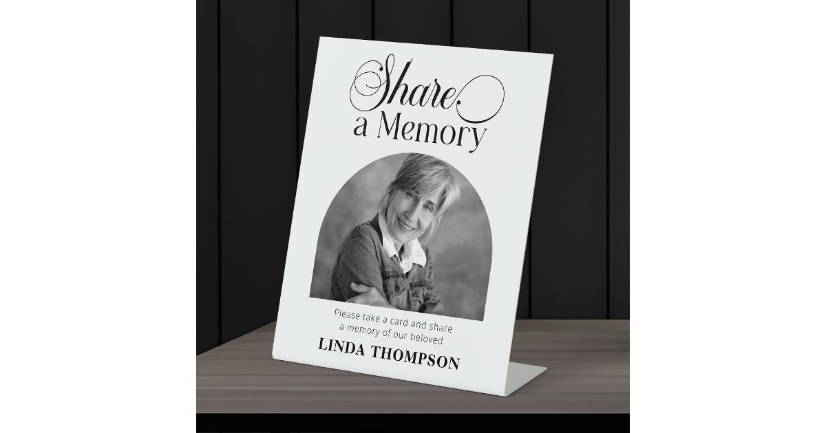 Elegant Funeral Share A Memory Memorial Service Pedestal Sign | Zazzle