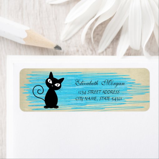 Elegant Funny Cute Cat Label | Zazzle