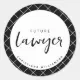 Elegant Future Lawyer Check Pattern Personalized Classic Round Sticker ...