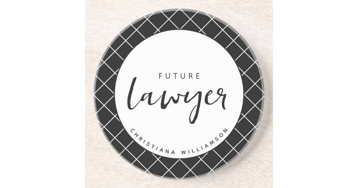 Elegant Future Lawyer Check Pattern Personalized Coaster | Zazzle