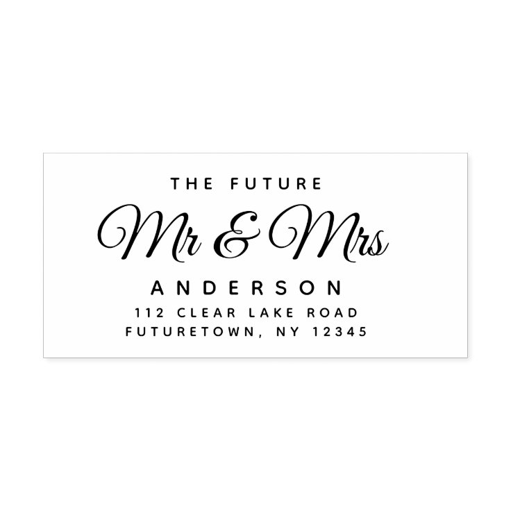 Elegant Future Mr and Mrs Return Address Script Rubber Stamp | Zazzle