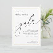 ELEGANT GALA calligraphy stylish formal gold black Invitation | Zazzle
