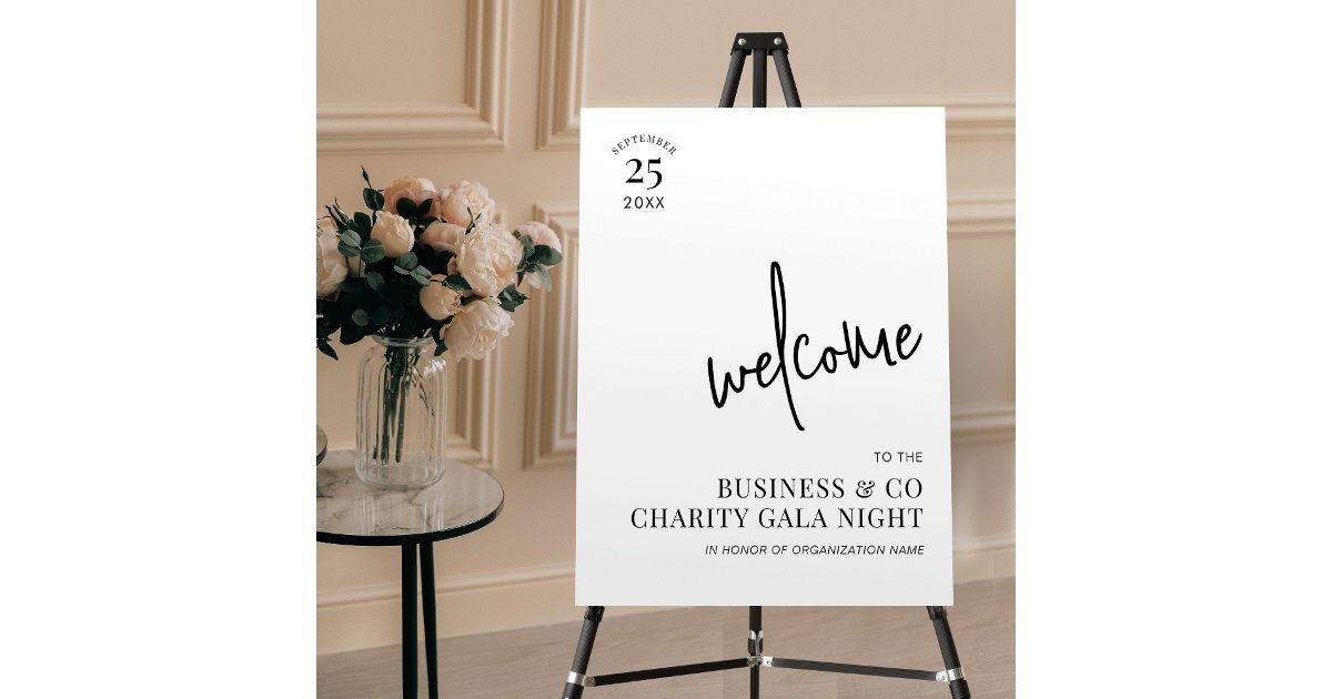 Elegant Gala Night Corporate Event Welcome Sign | Zazzle