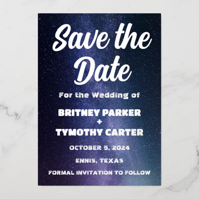 Elegant Galaxy Celestial QR Code Constellation Foil Invitation | Zazzle