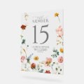 Elegant Garden Flowers Watercolor Table Number Acrylic Sign | Zazzle