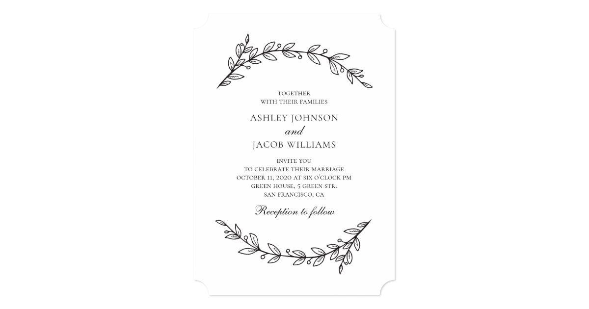 Elegant garden wedding. Black and white botanical Invitation | Zazzle.com