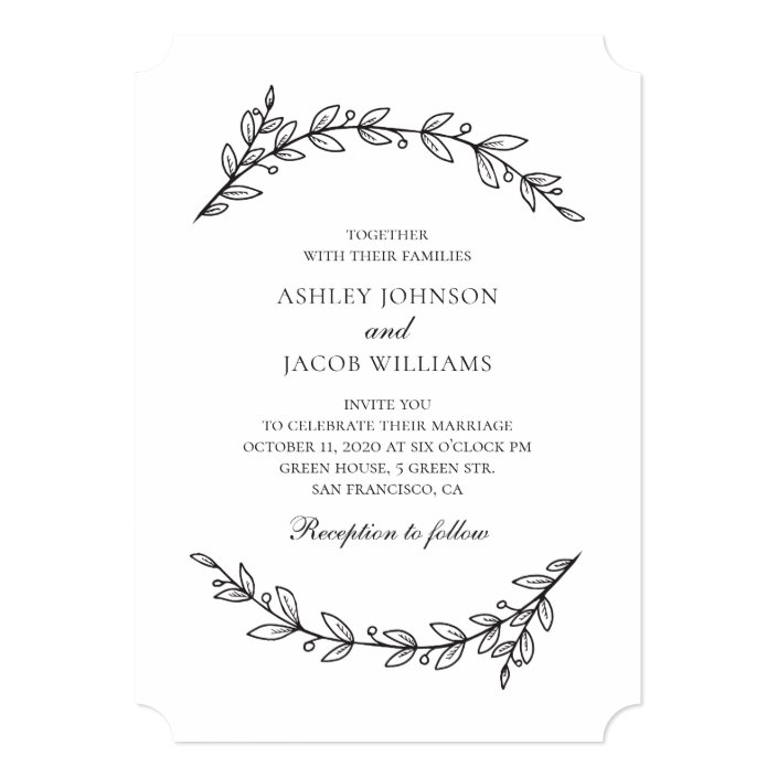 Elegant garden wedding. Black and white botanical Invitation | Zazzle.com