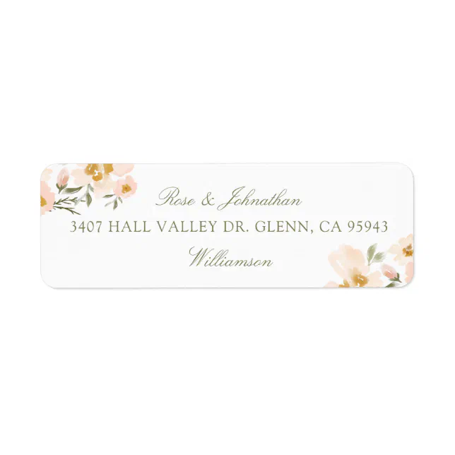 Elegant Gardenia Blush Watercolor Abstract Florals Label | Zazzle