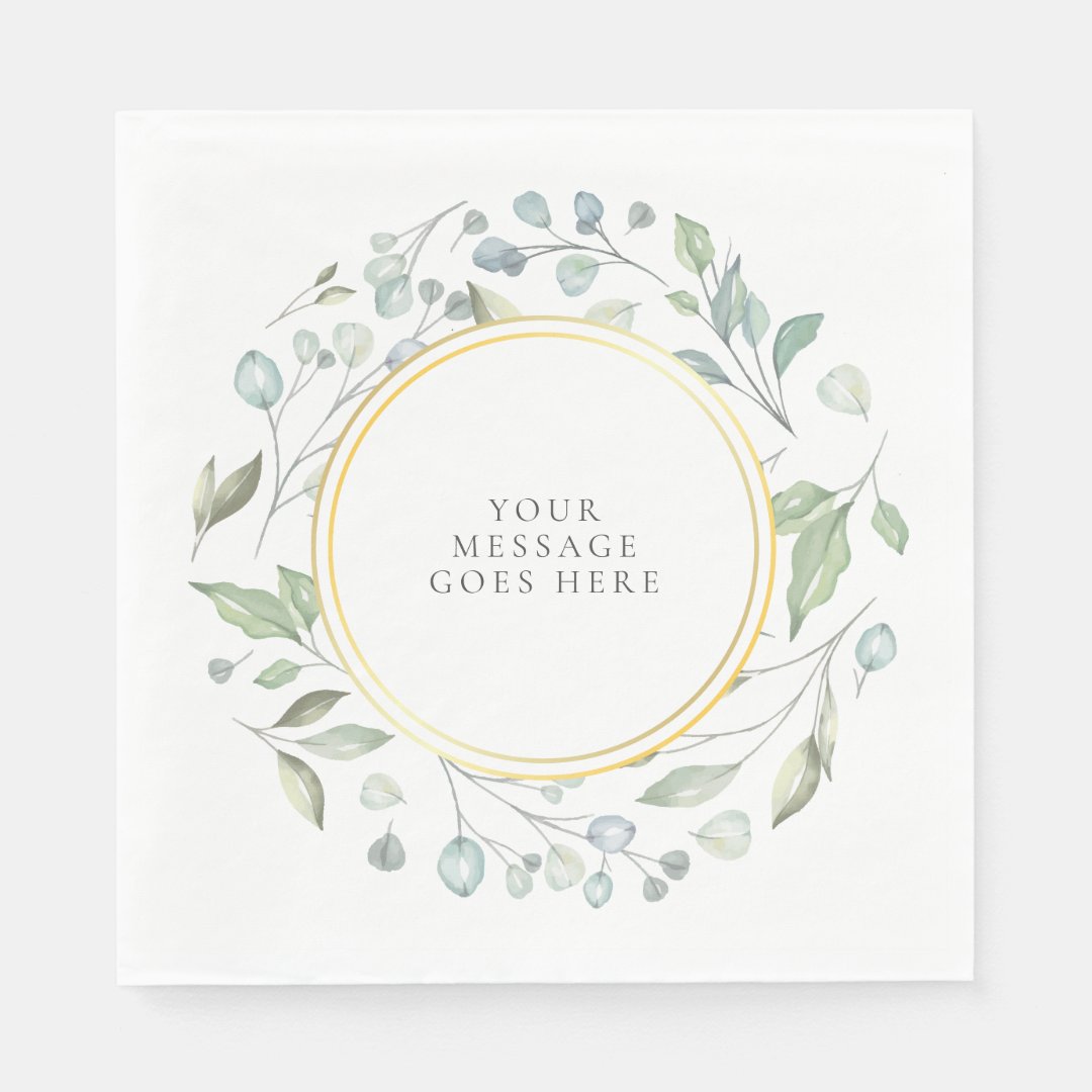 Elegant Garland Greenery Message Napkins | Zazzle