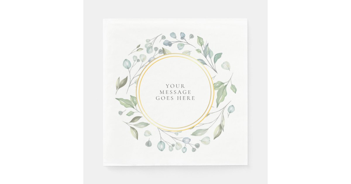 Elegant Garland Greenery Message Napkins | Zazzle