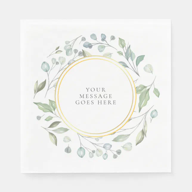 Elegant Garland Greenery Message Napkins | Zazzle