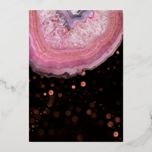 Elegant Geode Pink & Gold Wedding Foil Invitati Foil Invitation | Zazzle