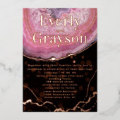 Elegant Geode Pink & Gold Wedding Foil Invitati Foil Invitation | Zazzle