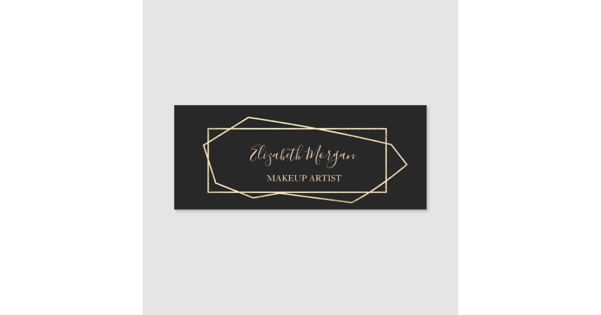 Elegant Geometric , Black, Makeup artist Name Tag | Zazzle