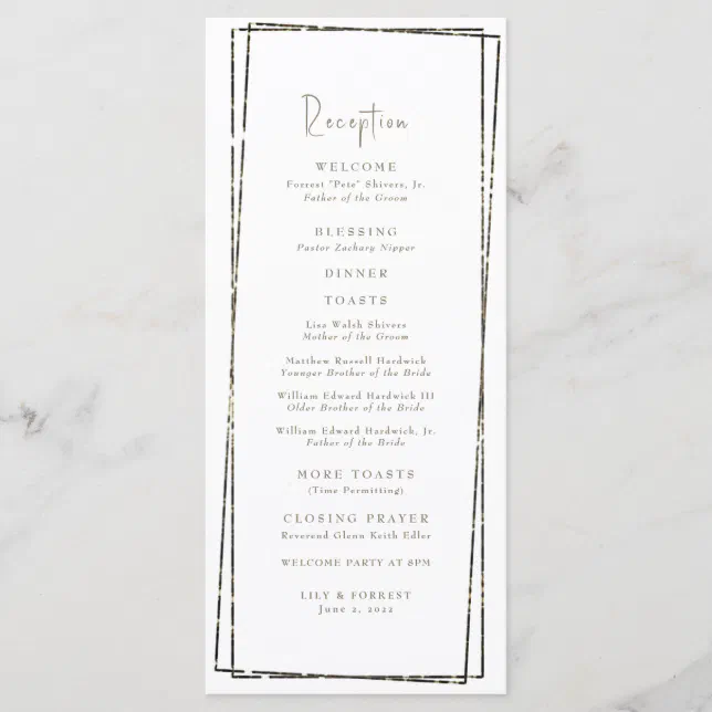 Elegant Geometric Gold Reception Wedding Program | Zazzle