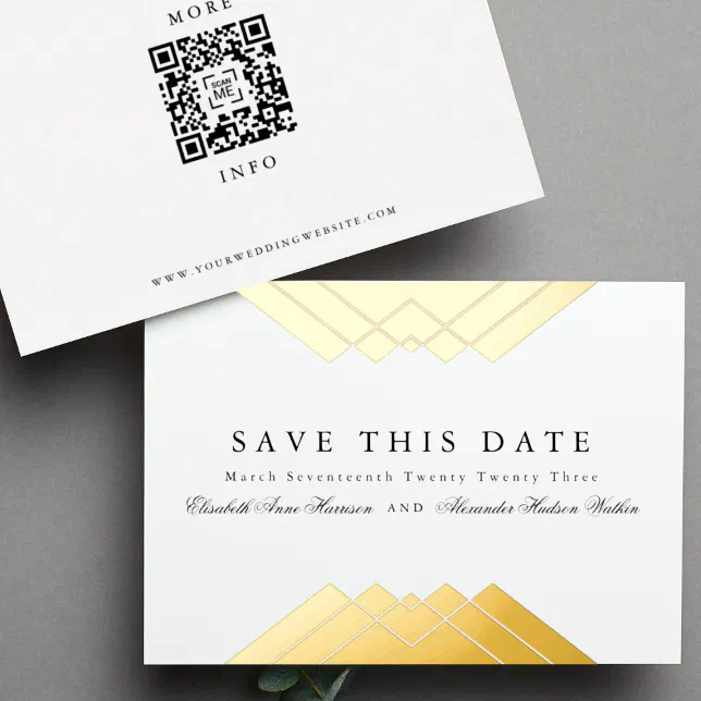 Elegant Geometric Gold Save the Date Foil Invitation | Zazzle