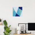 Elegant geometric navy blue and sea green pastel poster | Zazzle