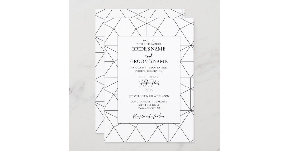 Elegant Geometric Pattern Wedding Invitations | Zazzle