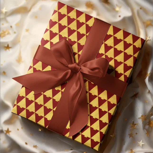 Elegant Geometric Ruby Christmas Tree Holiday Wrapping Paper | Zazzle